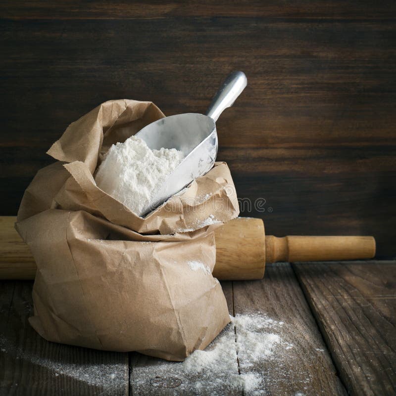 Flour in paper bag. stock image. Image of background - 44227165