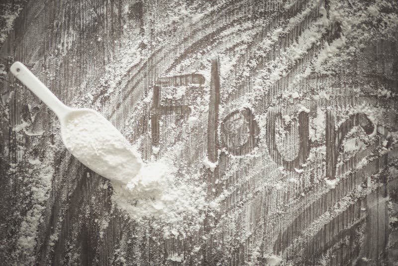 Flour Powder and Handwrite. Stock Photo - Image of bakery, table: 111227986