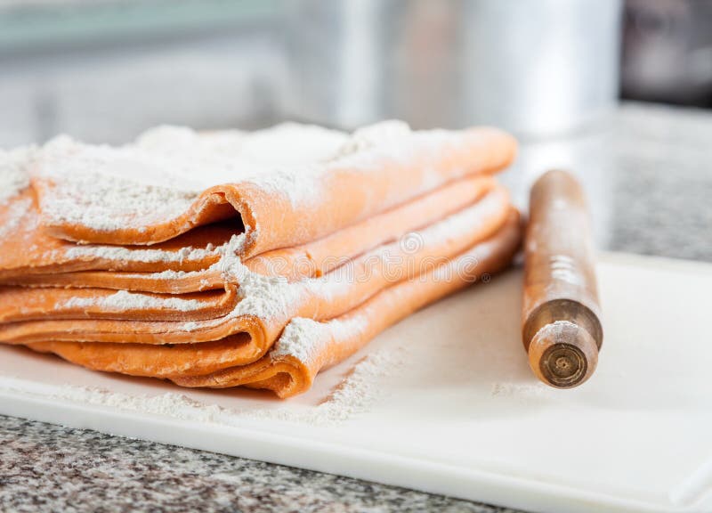 Folded Ravioli Pasta Sheets Rolling Pin Stock Photos - Free & Royalty ...