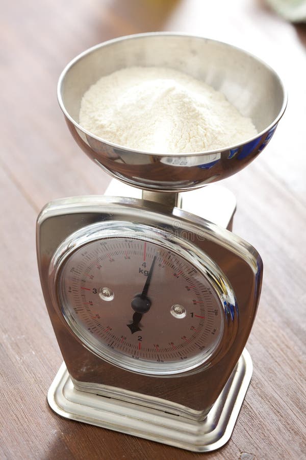 Flour on the scales stock photo. Image of balance, ingredient - 19536300