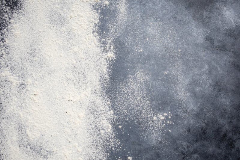 Flour is Scattered on a Dark Background, Space for Text. Stock Image ...