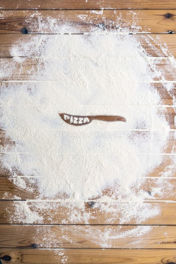 Flour Scattered on the Wooden Table. Flour on the Table Surface. Baking ...