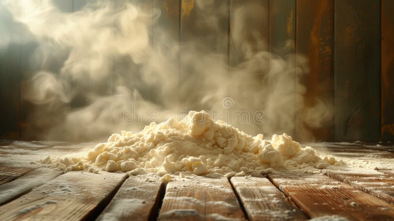 Flour Scattering on Wooden Background Stock Illustration - Illustration ...
