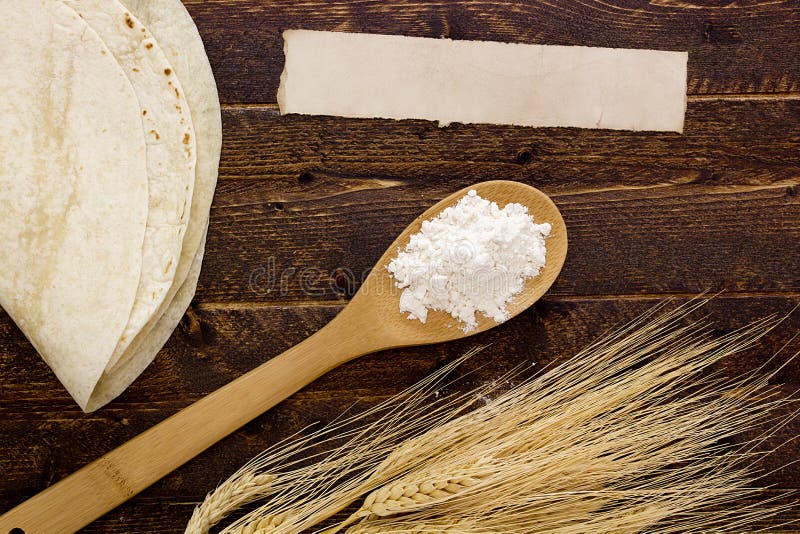 Flour in a Spoon and Tortillas Stock Image - Image of cultivation ...