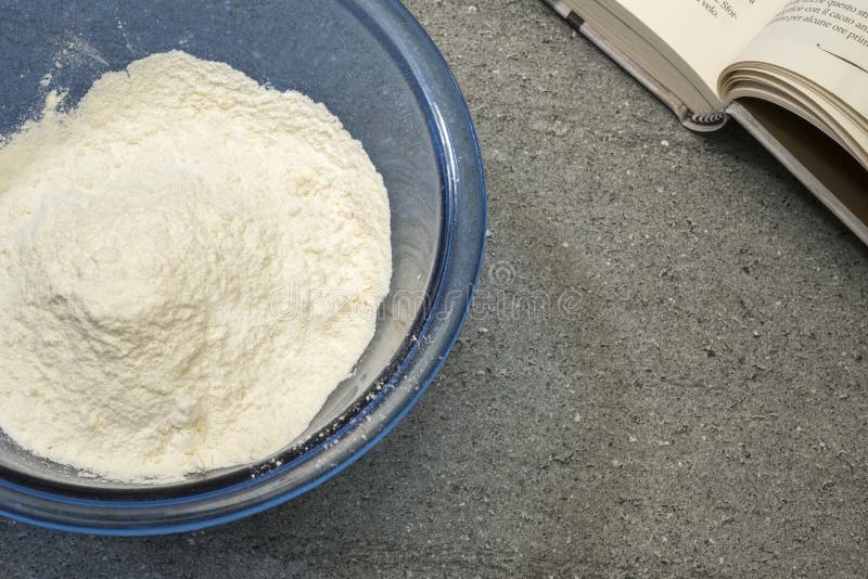 Flour on stone table stock image. Image of bakery, white - 65961501