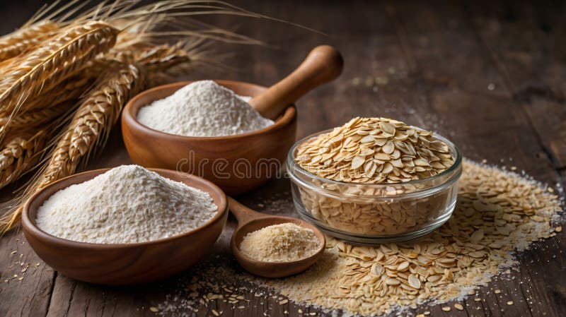 Flour on the Table on a Dark Background. Flour, Butter Stock Image ...