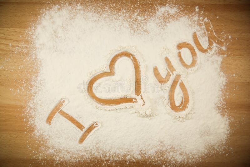 Flour on the Table with Text I LOVE YOU Stock Photo - Image of catering ...