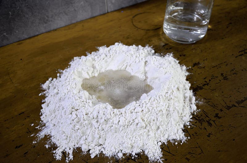 Flour with Water, Pizza Dough Stock Image - Image of flour, table: 57883325