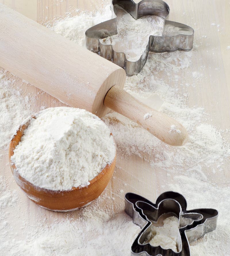 Flour on a wooden table. stock photo. Image of powder - 38142258