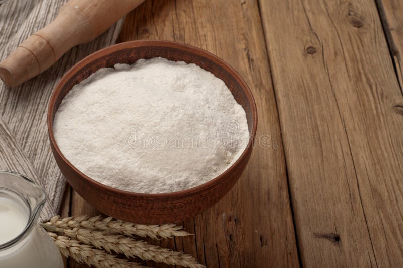 Flour on Wooden Table Closeup Stock Image - Image of grain, meal: 64836067
