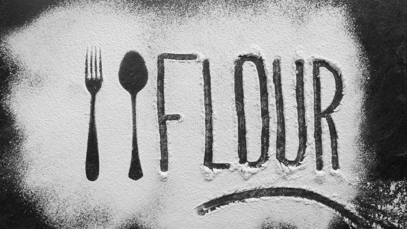 Flour Write on Flour with Spoon and Fork Silhouette Made with Flour on ...