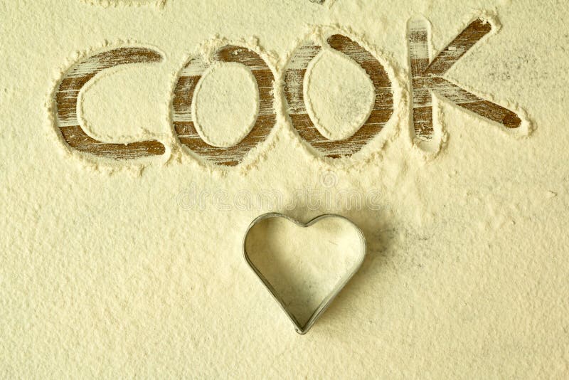 Cook Word Written on the Flour Stock Photo - Image of graphic, kitchen ...