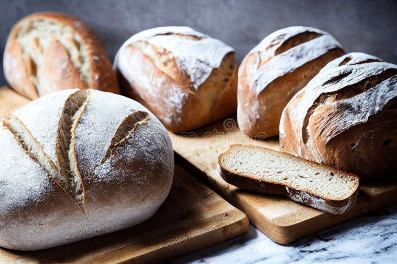 Floured Freshly Cooked Homemade Sourdough Bread on Board Stock ...