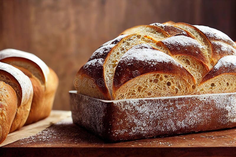 Floured Freshly Cooked Homemade Sourdough Bread on Board Stock ...