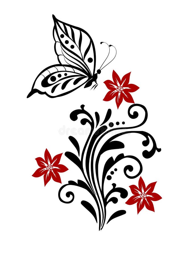 Flourish with butterfly stock vector. Illustration of flourish - 81814962