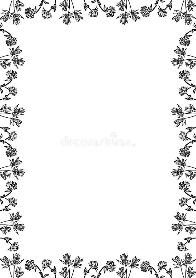Flourish Frame with Blooming Elements. Trendy Graphic Template Stock ...