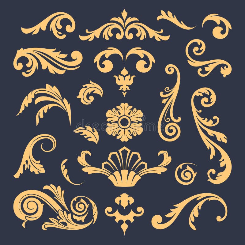 Set of Heraldic Flourish Patterns Stock Vector - Illustration of design ...