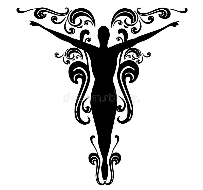 Flourishes Female Tattoo Design 3 Stock Illustration - Illustration of ...