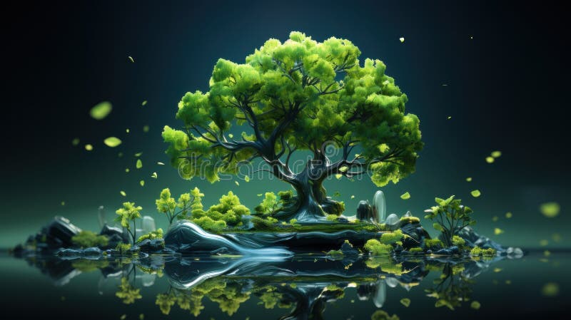 Flourishing Green Planet. Created with Generative AI Stock Illustration ...