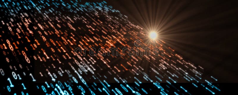 Flow Of Binary Data Zero And One Digits Flowing In Solid Dark