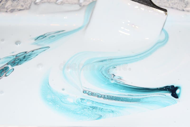 Flow of Blue Paint on a White Background Abstract Bright Colored ...