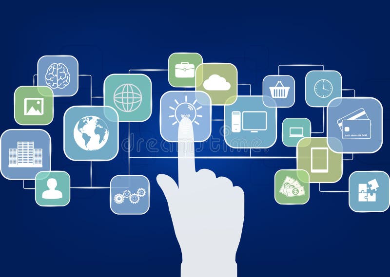 Online Interaction by a Laptop Stock Vector - Illustration of cloud ...