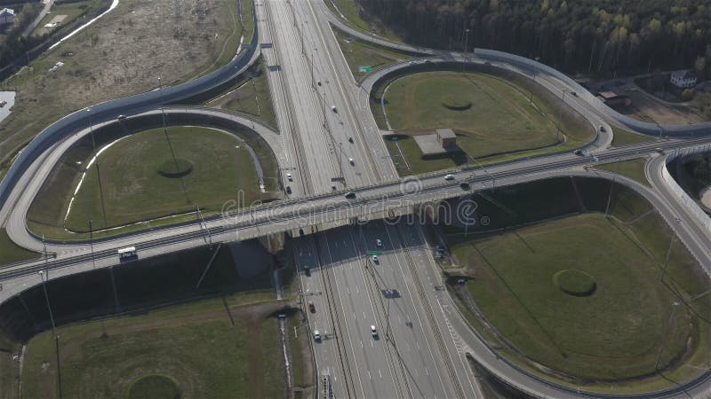 The Flow of Cars on the Expressway. View from Above Stock Video - Video ...