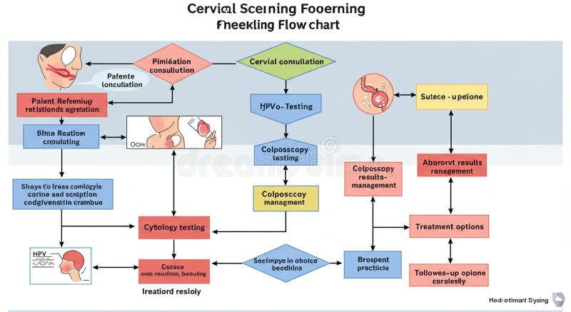 Flow Chart for Cervical Screening Featuring Various Stages and Pathways ...