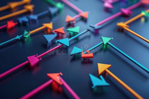 Flow Chart Diagram with Interconnected Arrows Showing Flow of ...