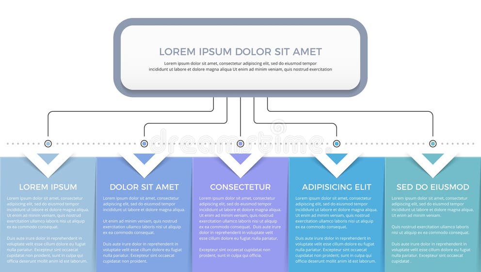 Flow Chart with 5 Elements stock illustration. Illustration of ...