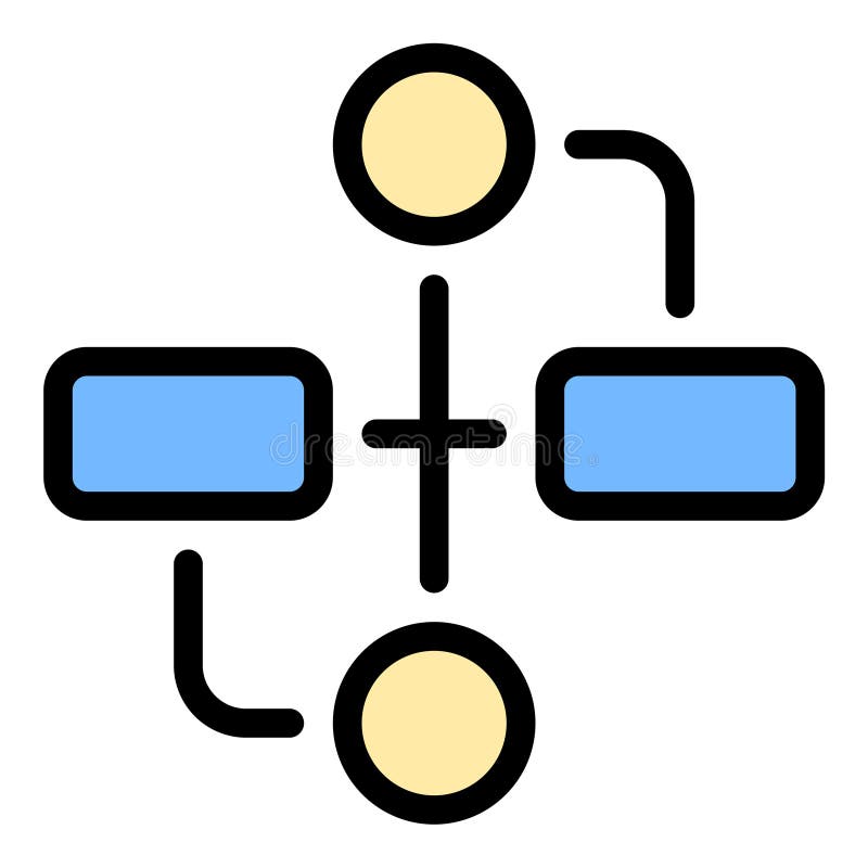 Flow Chart Icon in Flat Line Style Representing Process Mapping ...