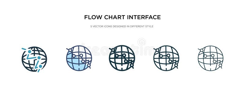 Flow Chart Interface Icon in Different Style Vector Illustration. Two ...