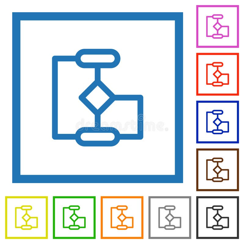 Flow Chart Outline Color Darker Flat Icons Stock Vector - Illustration ...