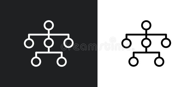 Flow Chart Outline Icon in White and Black Colors. Flow Chart Flat ...