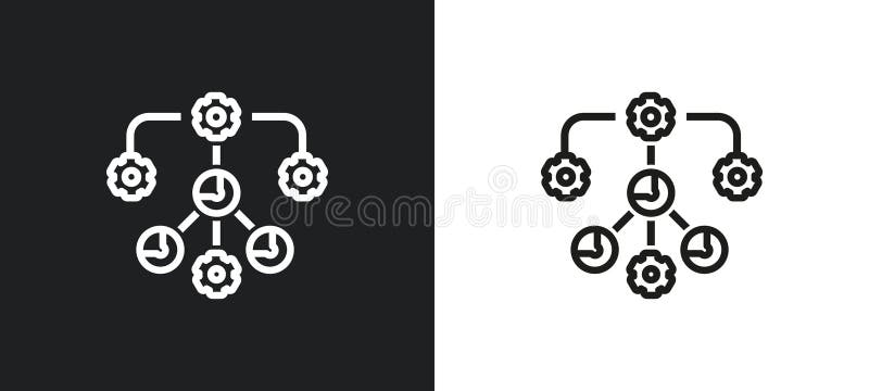 Flow Chart Outline Icon in White and Black Colors. Flow Chart Flat ...