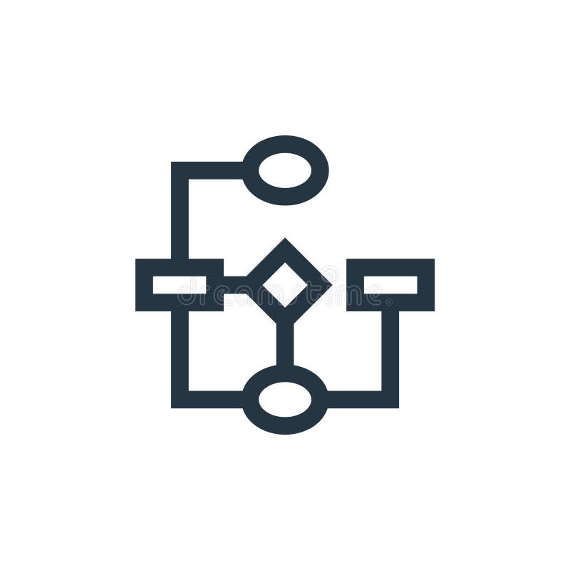 Flow Chart Vector Icon Isolated on White Background. Outline, Thin Line ...