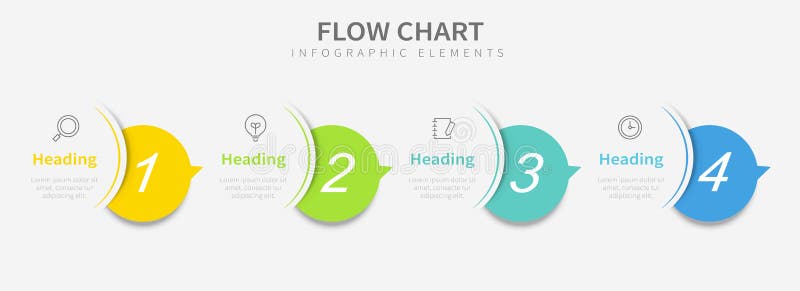 4 Steps Flow Diagram Connection Infographic Light Version Stock Vector ...