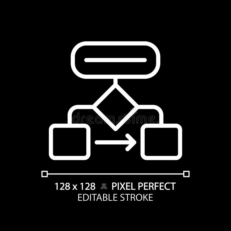 Flow Chart White Linear Icon for Dark Theme Stock Vector - Illustration ... Flow Chart White Linear Icon for Dark Theme Stock Vector - Illustration ...