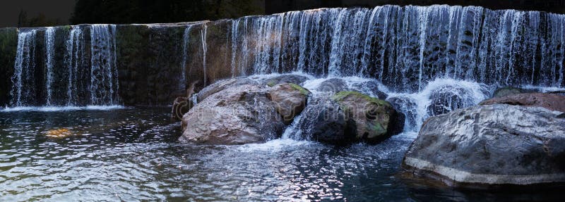 Flow of Clean Water in the Waterfall, Panorama Stock Photo - Image of ...