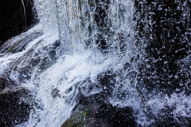 Flow of Clean Water in the Waterfall through Stones, Close-up ...
