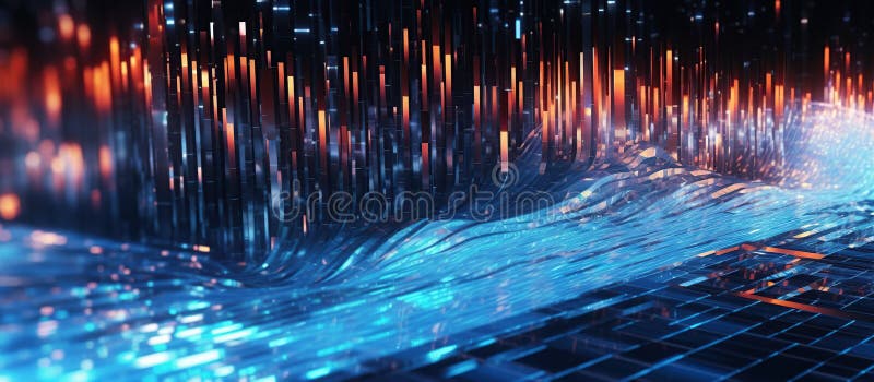 Flow Data Network Binary System AI Generated Image Stock Illustration - Illustration of concept ...