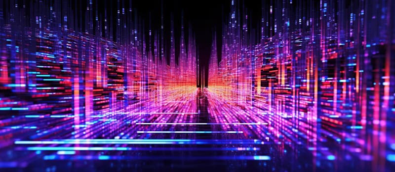 Flow Data Network Binary System AI Generated Image Stock Illustration - Illustration of data ...