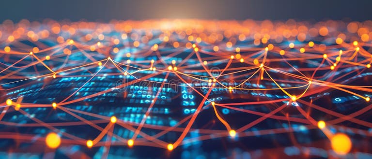Flow of Data Packets through a Complex Network Stock Illustration ...
