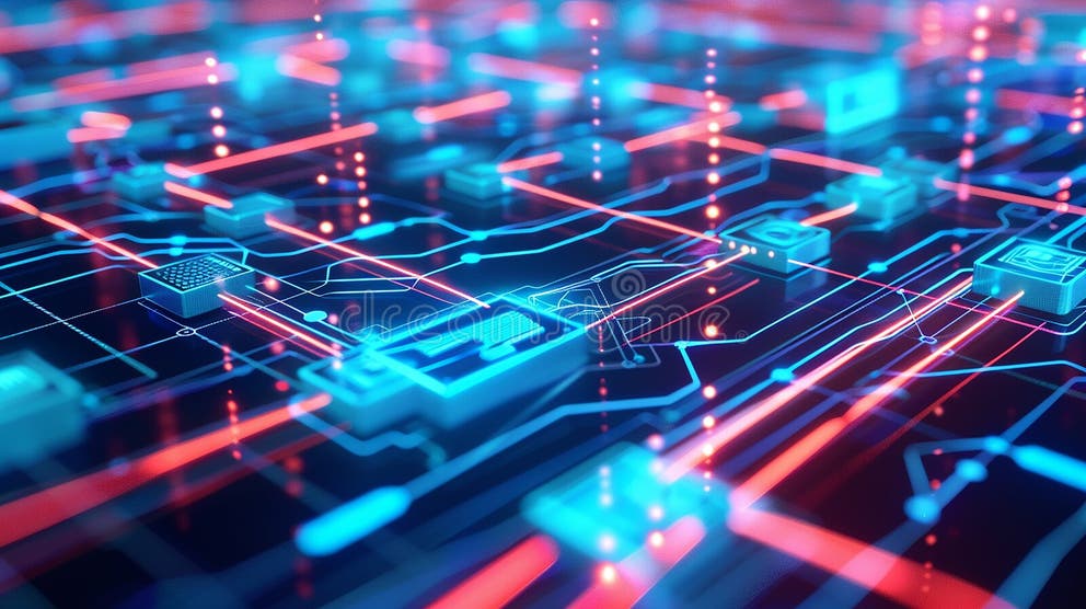 Flow of Data Packets through a Complex Network Stock Illustration ...