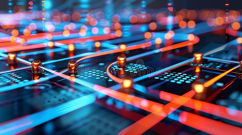 Flow of Data Packets through a Complex Network Stock Illustration ...