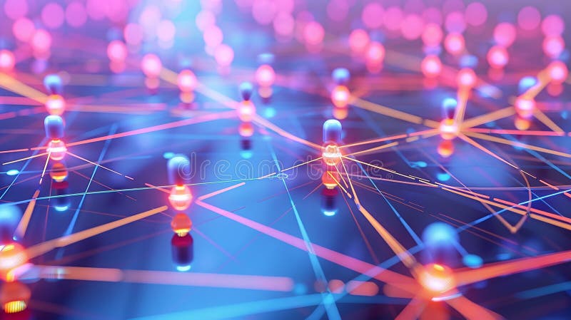 Flow of Data Packets through a Complex Network Stock Illustration ...