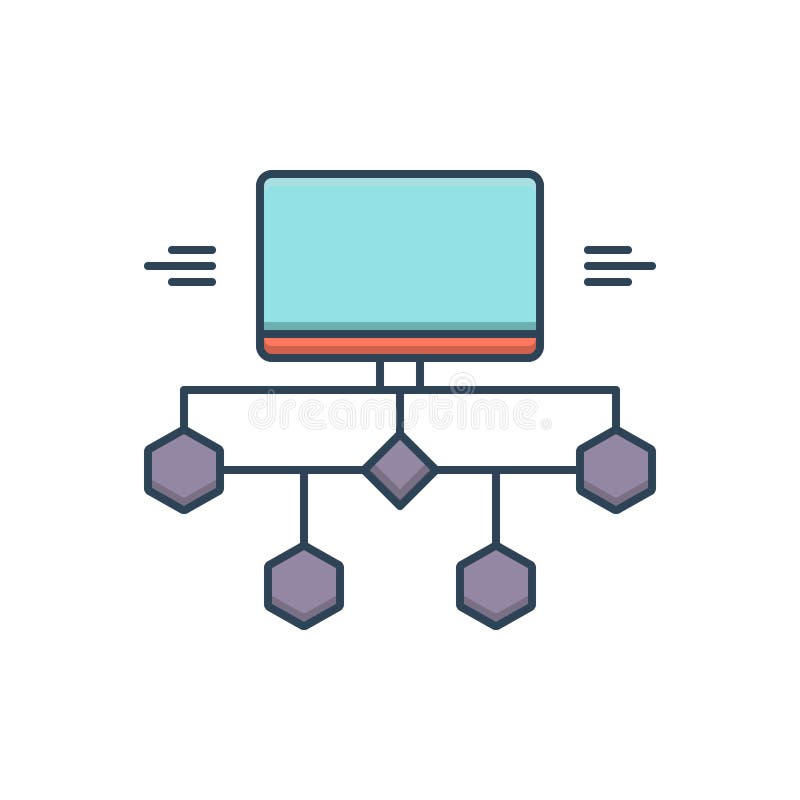 Color Illustration Icon for Flow Diagram, Connected and Graphics Stock ...