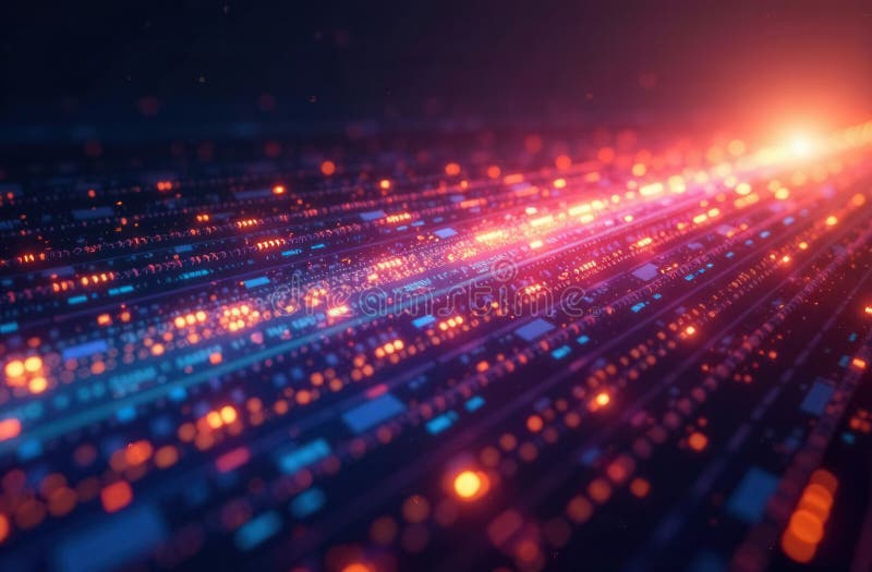 The Flow of Digital Money in the Form of Luminous Lines Creating a ...