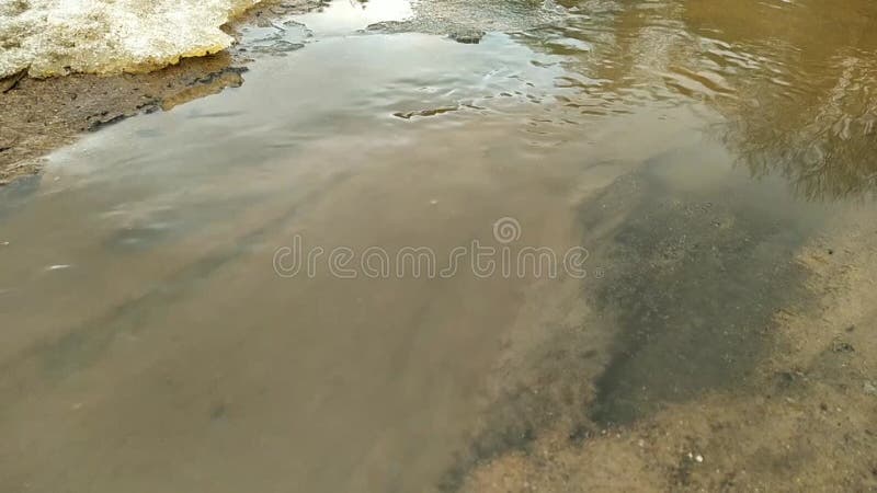 Flow of a Dirty Melted Puddle in Spring. Stock Video - Video of flow ...