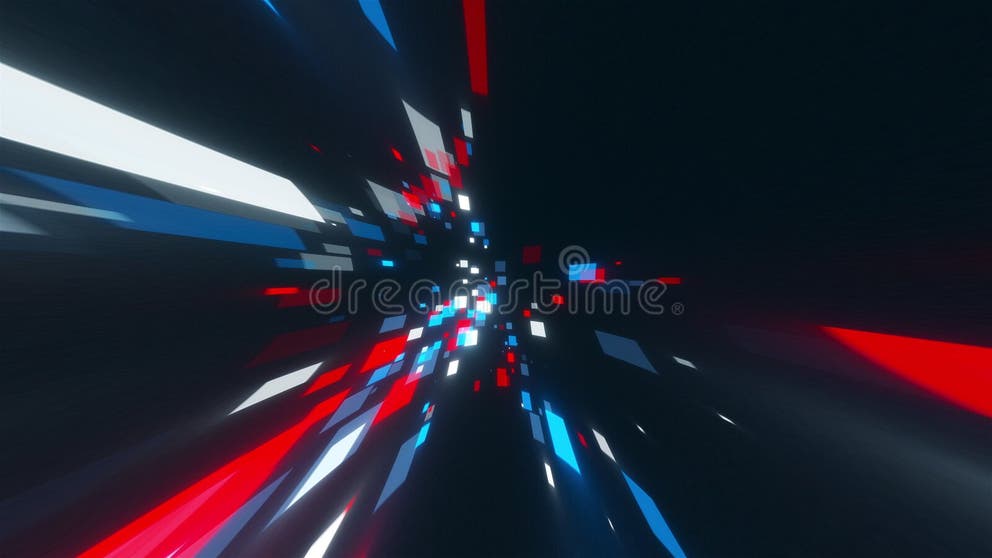 Flow of Flying Colored Squares, Computer Generated. 3d Rendering ...